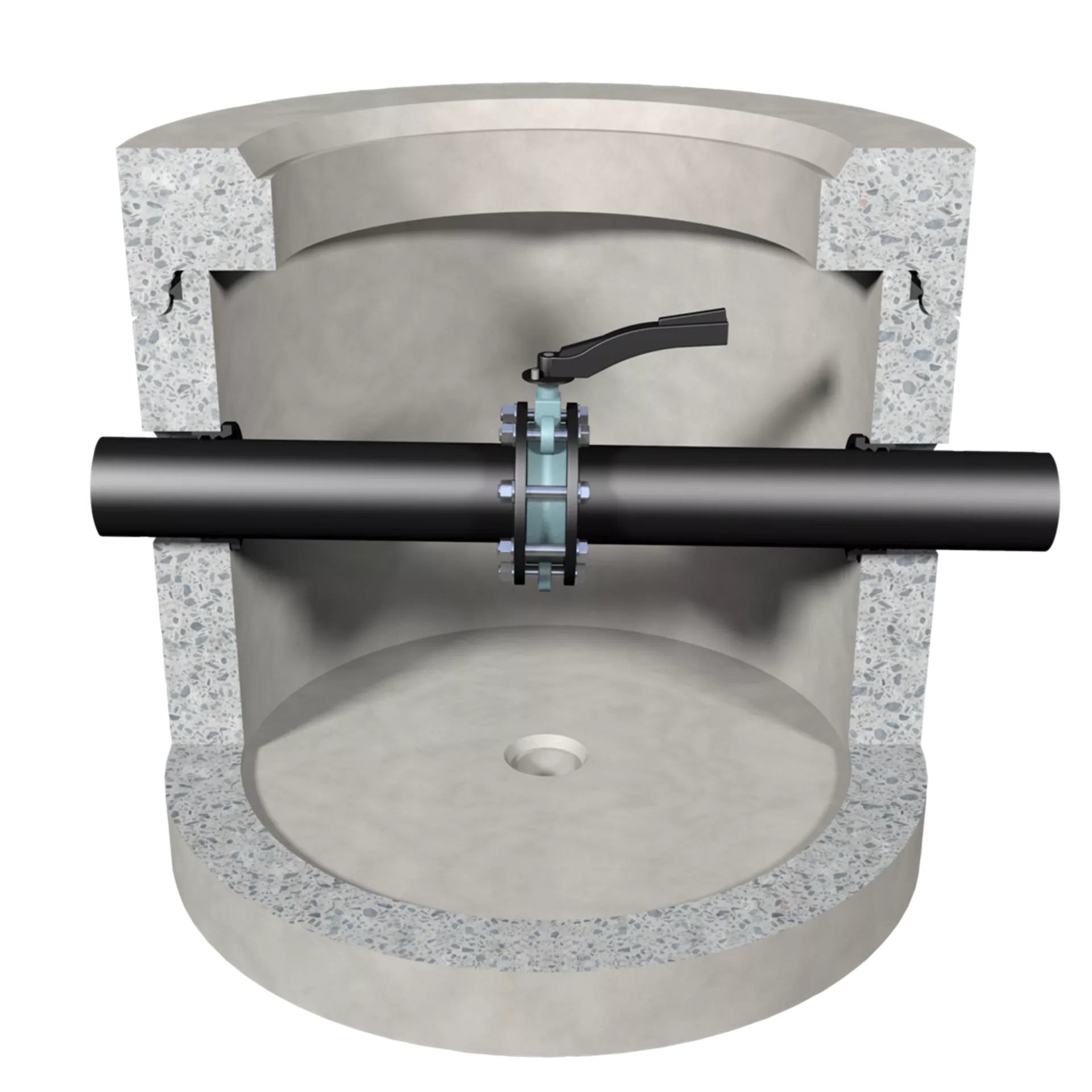 friwa-fix Absperrschacht NW 150 Typ 5b manueller Antrieb mit Handrad ...