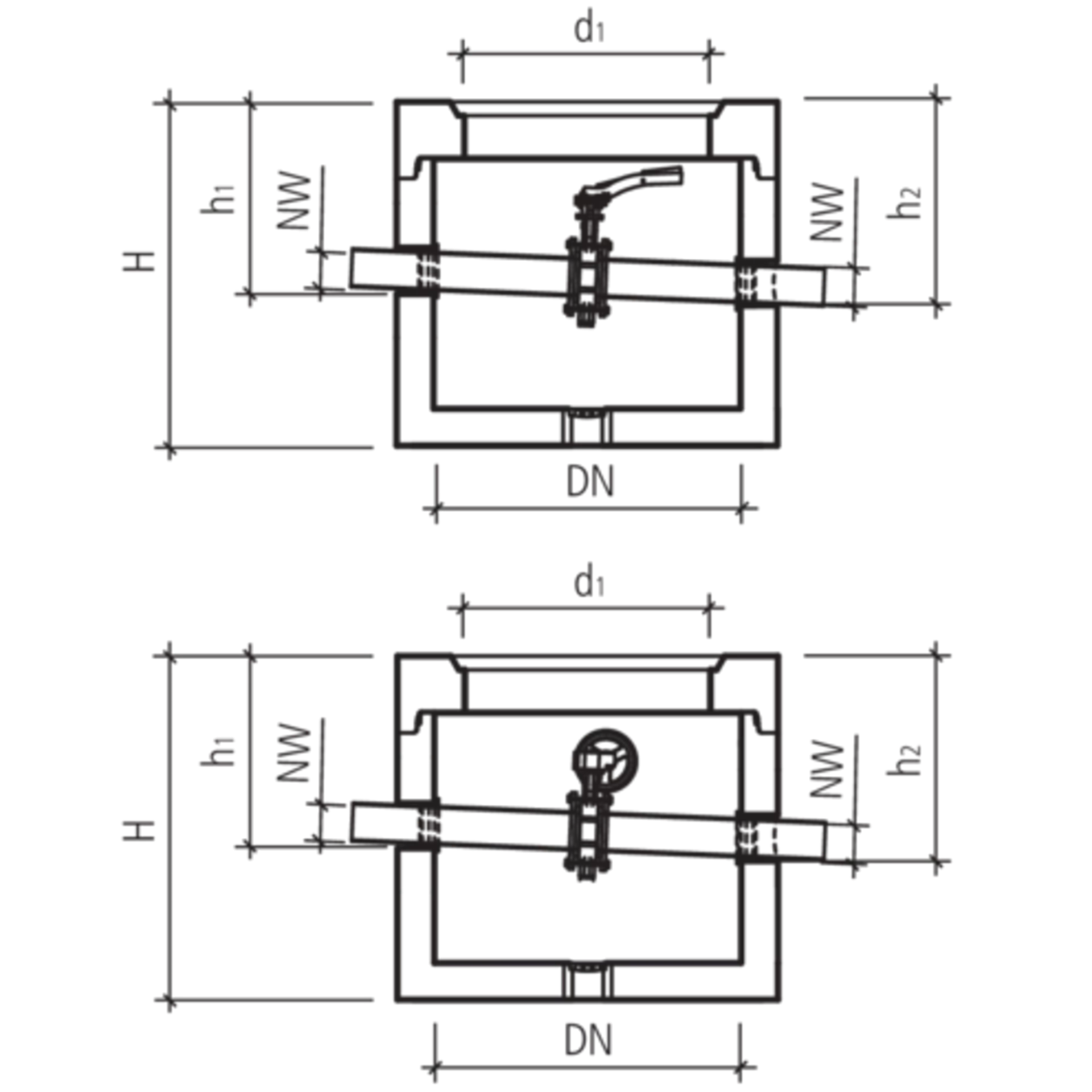 friwa-fix Absperrschacht NW 150 Typ 5b manueller Antrieb mit Handrad ...
